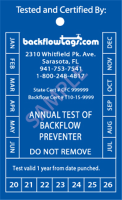 Backflow and Fire Inspection Tags