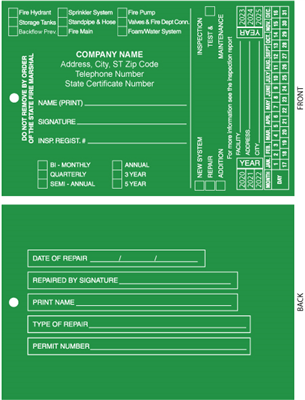 Backflow and Fire Inspection Tags
